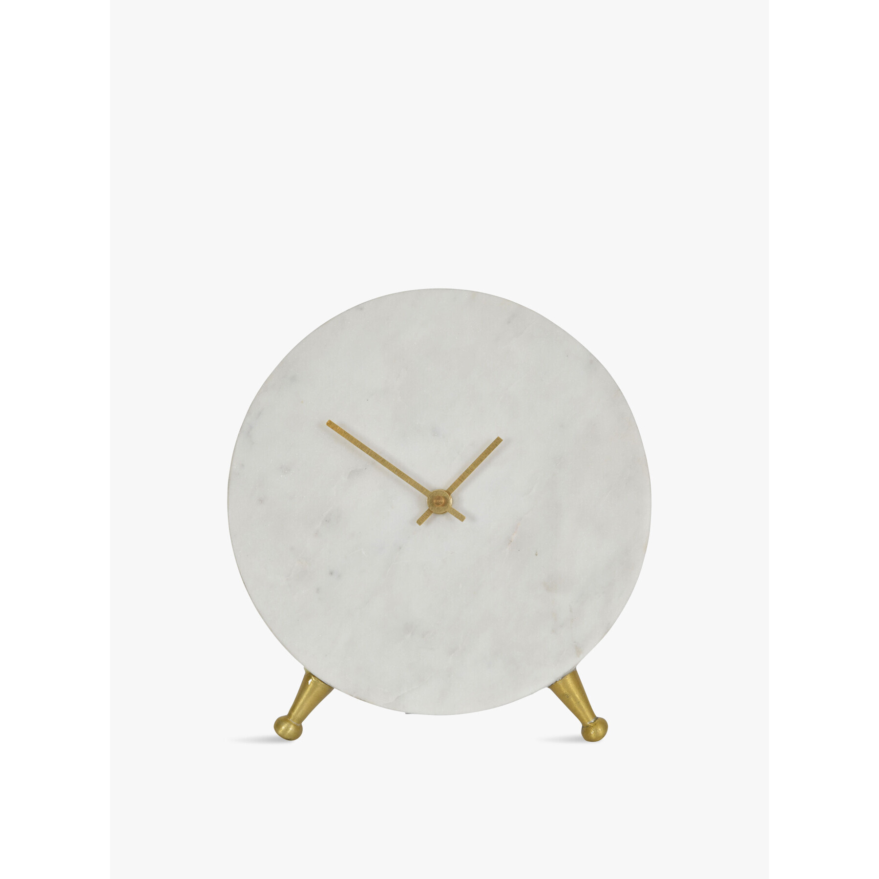 Libra Interiors Round White Marble Mantel Clock on Gold Metal Stand ...