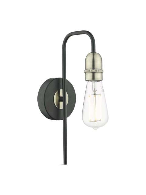 Dar Lighting Kiefer Wall Light in Black & Antique Brass by Fenwick ...