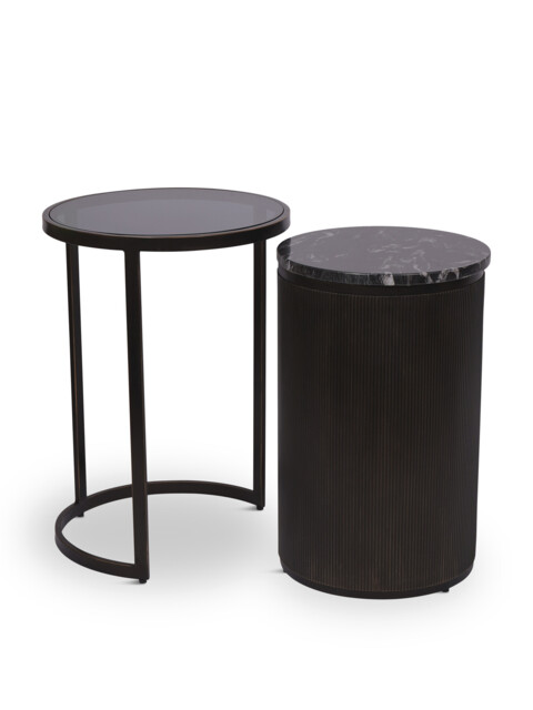 Libra Interiors Belvedere Black Set of 2 Nesting Side Tables - Size ...