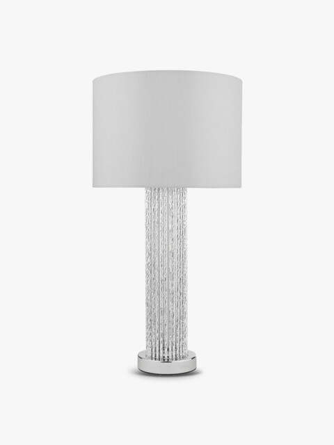 Dar Lighting Lazio Table Lamp with Shade Silver by Fenwick | ufurnish.com