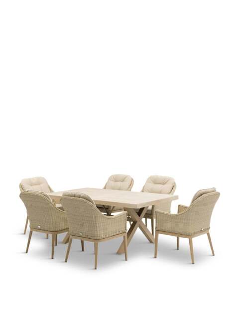 Bramblecrest Monterey Ceramic Rectangle Dining Set With 6 Rattan Vogue ...