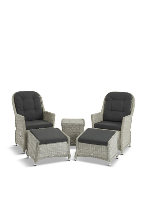 Bramblecrest Monterey Rattan Recliner Set with 2 Footstools & Side ...