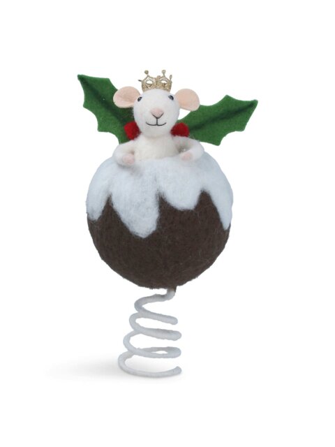 Gisela Graham Mixed Wool Pudding/Mouse Tree Topper Multi by Fenwick ...