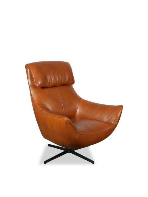 Barker and Stonehouse Grantham Swivel Chair in Brown, Leather by ...
