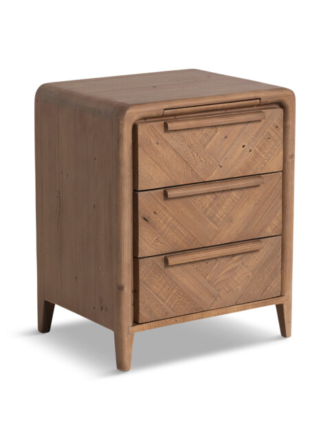 Barker and Stonehouse Bevan Reclaimed Wood 3 Drawer Wide Bedside Brown ...
