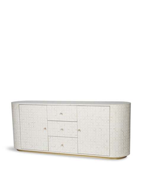 Libra Interiors Aspen Bone Inlay Buffet Sideboard in White, Size ...