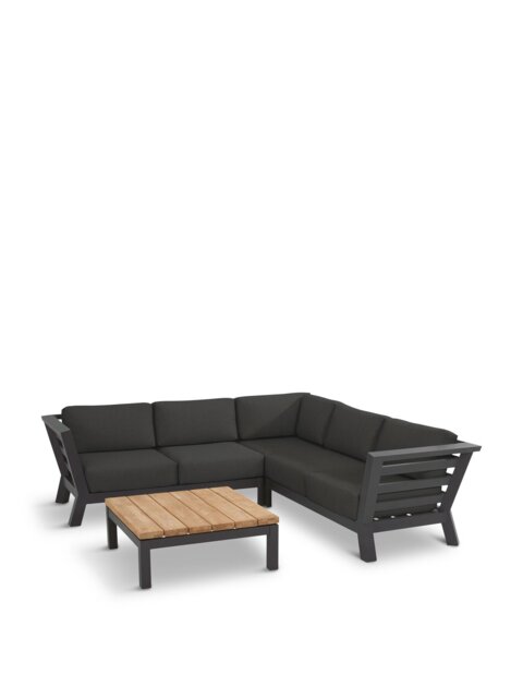 4 Seasons Outdoor Meteoro Small Corner Lounge Set Black by Fenwick ...