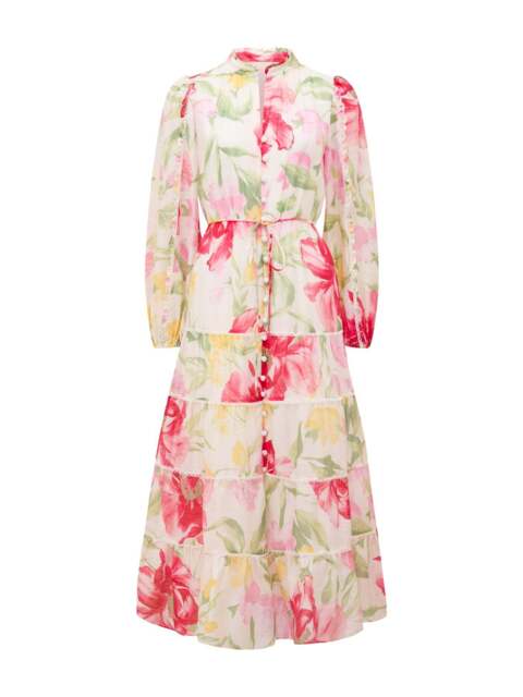 Forever New Jessie Button Down Midi Dress in Red Lyell Floral, Size 10 by Fenwick | ufurnish.com