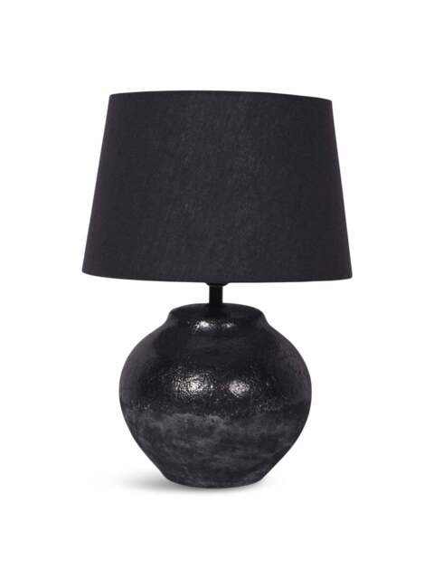 Libra Interiors Skyline Terracotta Table Lamp With Shade Small in Black ...