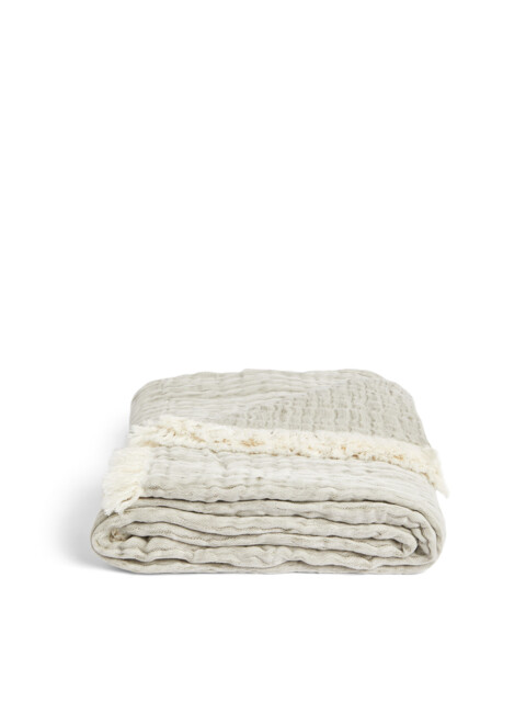 Madison Cotton Gauze Throw 140x200cm Green by Fenwick | ufurnish.com