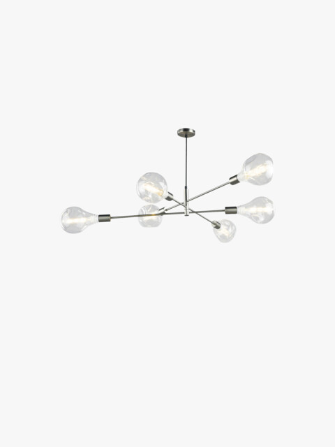 Dar Lighting Alana 6 Light Pendant Silver by Fenwick | ufurnish.com