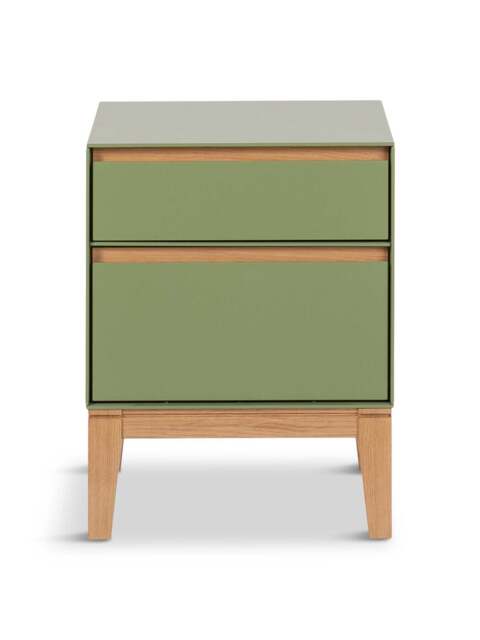 Heal's Lars Bedside Table Olive And Oak in Green by Fenwick | ufurnish.com