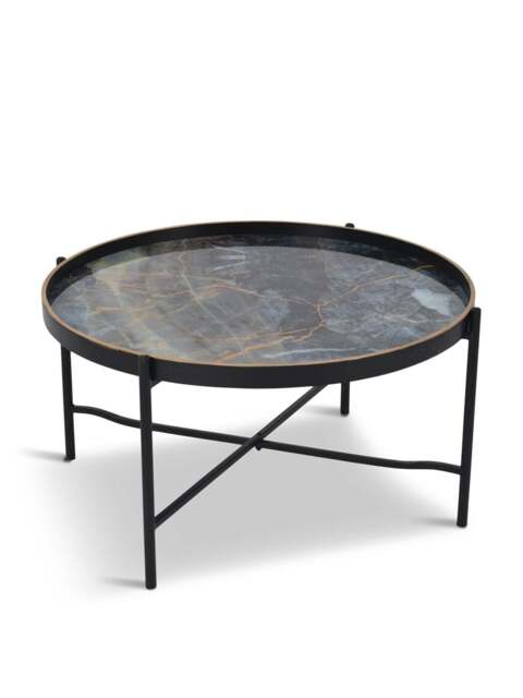 Libra Interiors Vesuvius Coffee Tray Table in Black, Size 41x80x80cm by ...