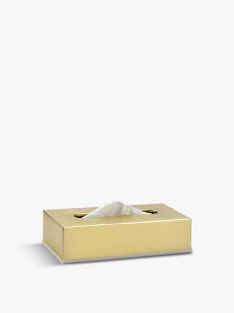 Andrea House Tissue Box in Gold, Stainless Steel by Fenwick | ufurnish.com