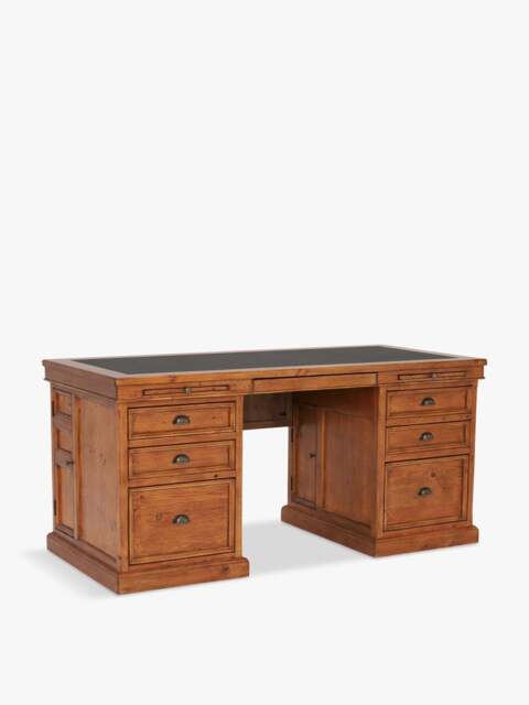 Barker and Stonehouse Villiers Reclaimed Wood Double Pedestal Desk in ...