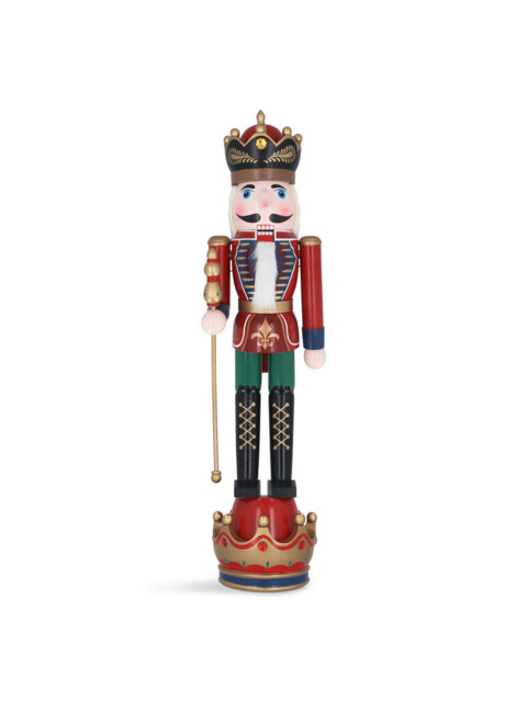 Gisela Graham Extra Large Wooden Nutcracker on Crown Plinth Multi by ...