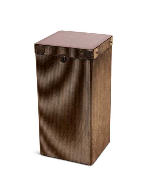 Libra Interiors Hunter Corrugated Antique Gold Storage Trunk Ac in ...