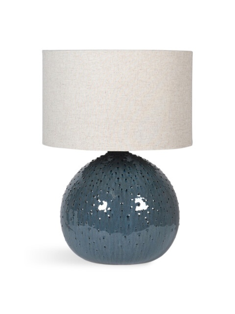 H&D Décor Bobble Ball Table Lamp with Linen Shade Blue by Fenwick ...