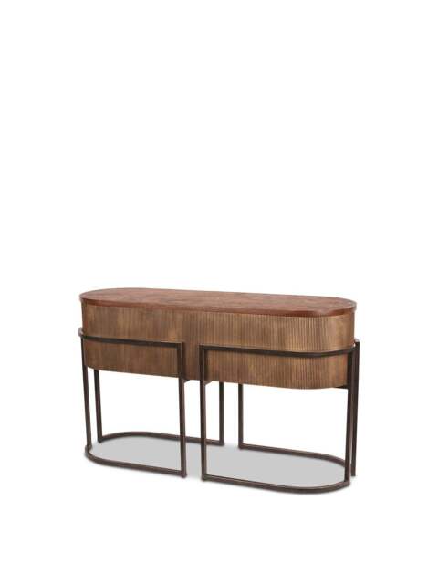 Libra Interiors Hunter Corrugated Antique Gold Console Table in Gilded ...