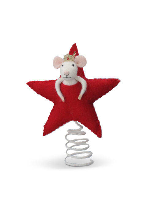 Gisela Graham Wool Mix Mouse Tree Top Star by Fenwick | ufurnish.com