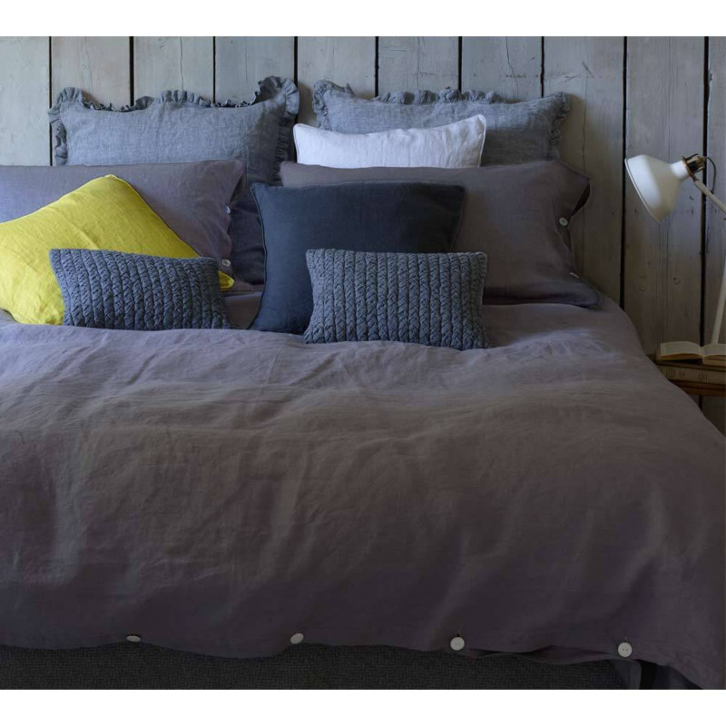 Lisbon Bed Linen in Slate Grey (100% Linen) (Superking) by French ...