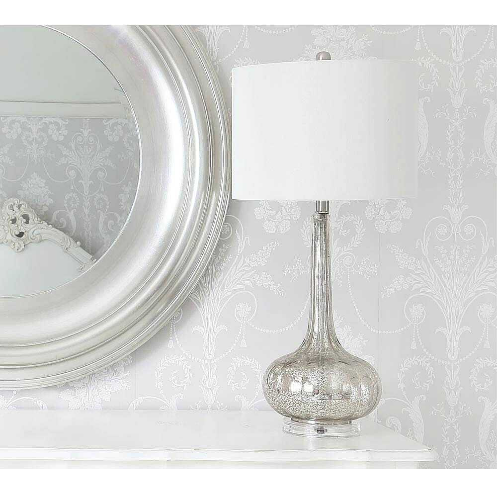 Serenity Tall Silver Glass Table Lamp by French Bedroom | ufurnish.com