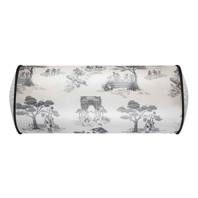 Mulberry Silk Toile Bolster Cushion in Ivory by French Bedroom ...