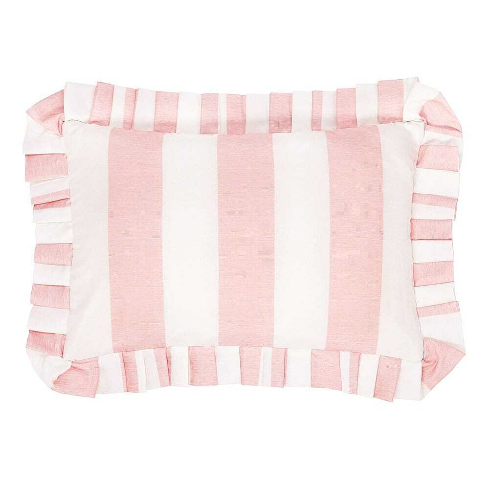 Mulberry Silk Soft Pink Striped Ruffle Boudoir Cushion by French ...