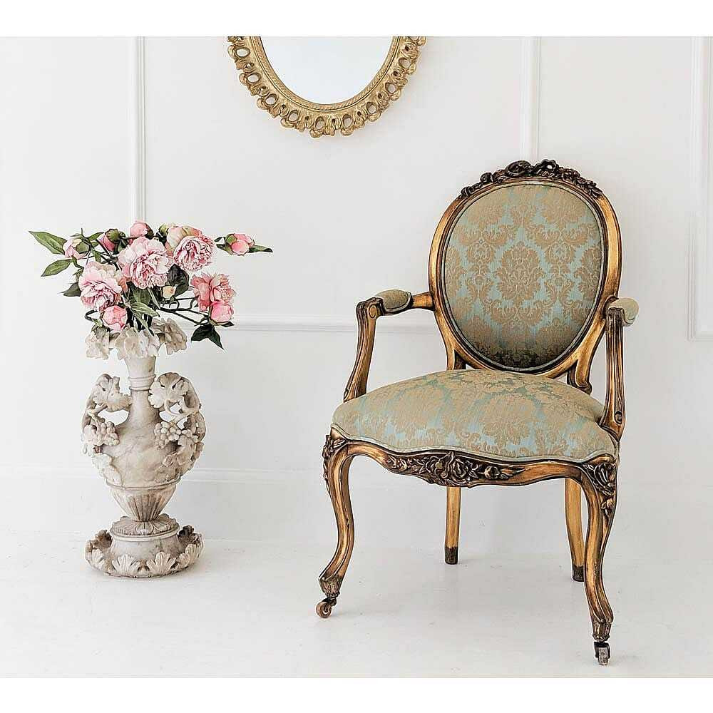 Palais de Versailles Damask Gold Gilt Seat by French Bedroom | ufurnish.com