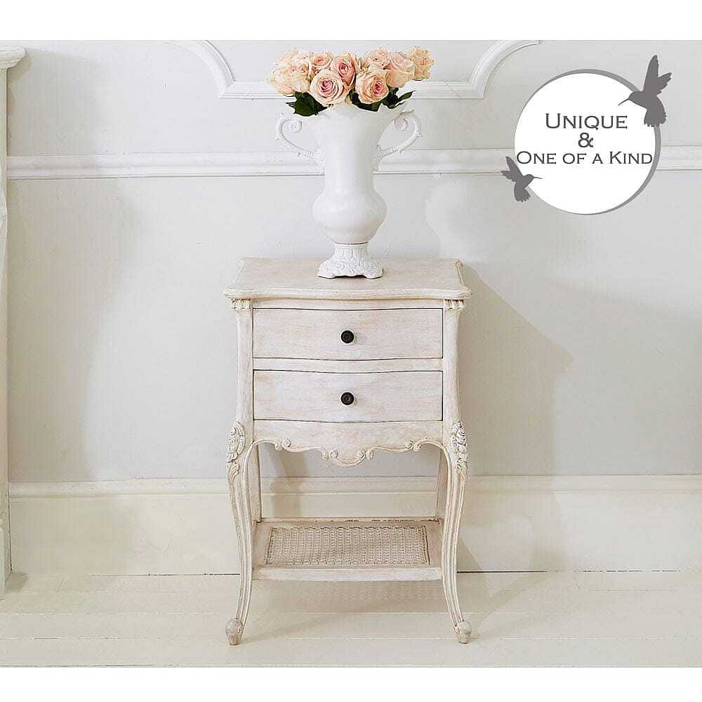 Vignette White-Washed Bedside Table by French Bedroom | ufurnish.com