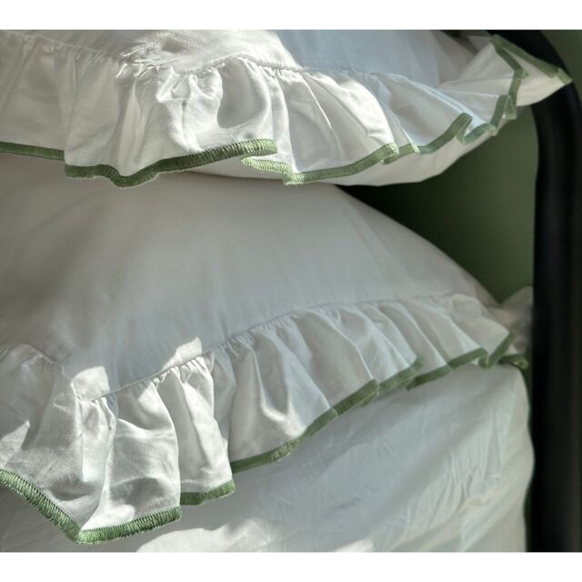 Provence Ruffle Bed Linen Bundle in Olive (Superking Set) by French ...