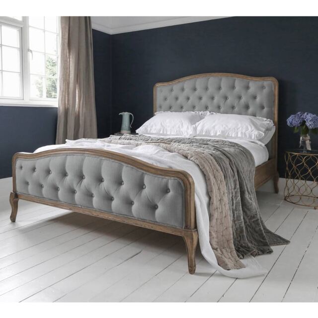 French Romance Grey Linen Upholstered Bed (King) (Not Quite Perfect) by ...