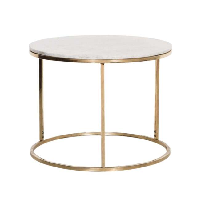 Gold Metal Side Table with Marble Top by Furniture Edit | ufurnish.com