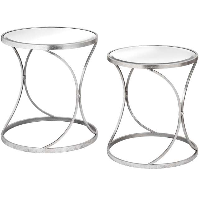 Silver Curved Design Set Of 2 Side Tables by Furniture Edit | ufurnish.com