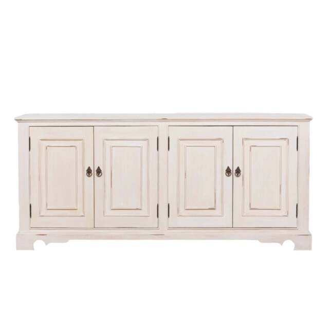 Distressed Aged White Brush Painted Classical Sideboard by Furniture ...