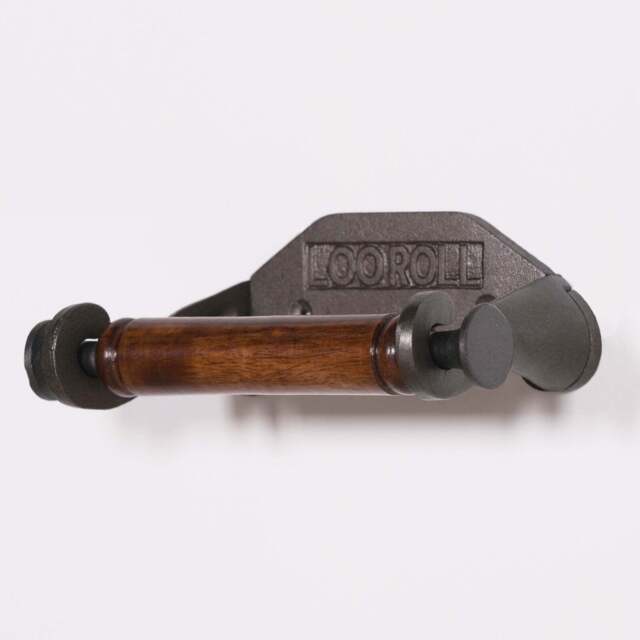 Cast Iron Toilet Loo Roll Holder with Wood by Furniture Edit | ufurnish.com