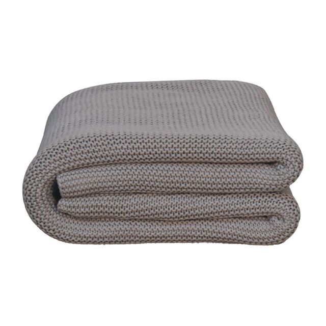 Double Grey Knitted Throw by Furniture Edit | ufurnish.com