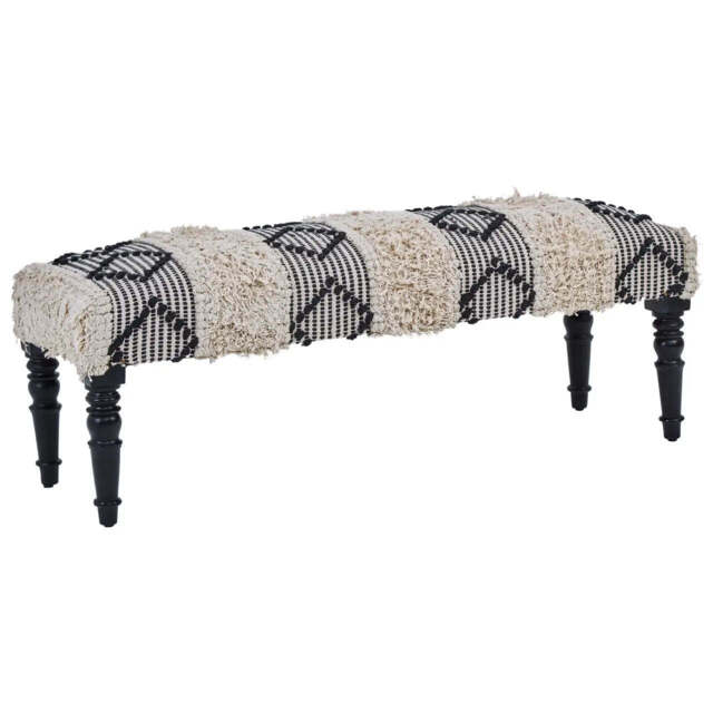 Cefena Black And White Moroccan Bench by Furniture Edit | uFurnish.com