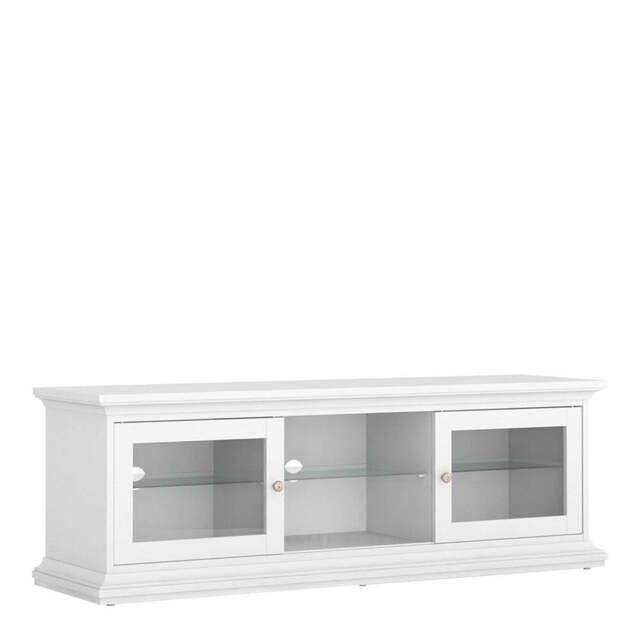 Paris TV Unit Wide 2 Doors 1 Shelf in White by Furniture Edit | ufurnish.com