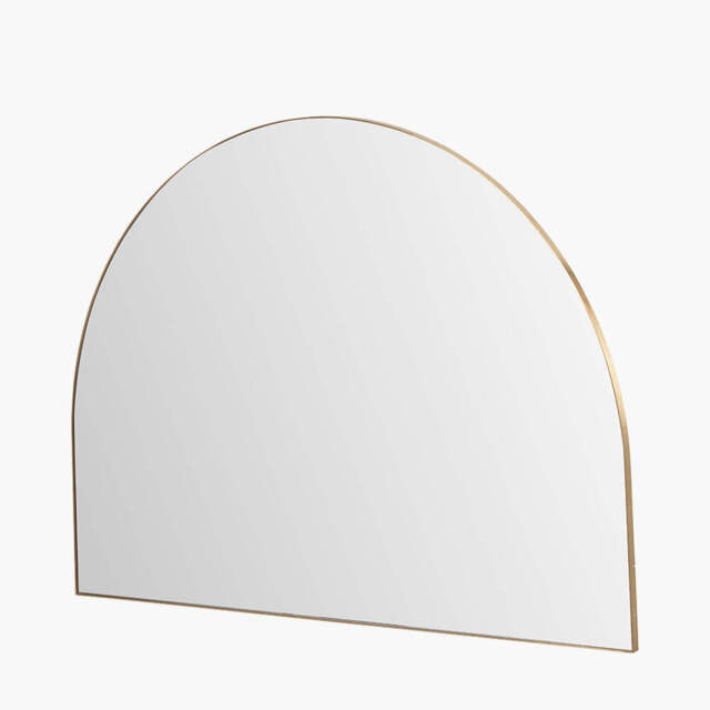 Brushed Gold Metal Slim Frame Wide Arch Wall Mirror by Furniture Edit ...