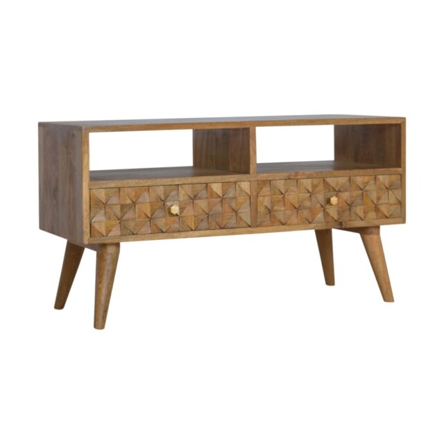 Diamond Carved TV Unit by Furniture Edit | ufurnish.com