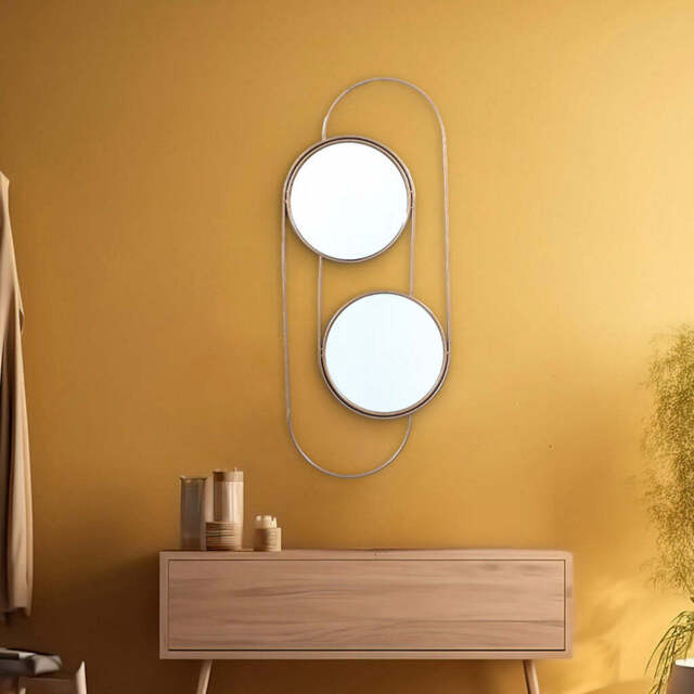 Aks Dual Golden Mirror Frame by Furniture Edit | ufurnish.com