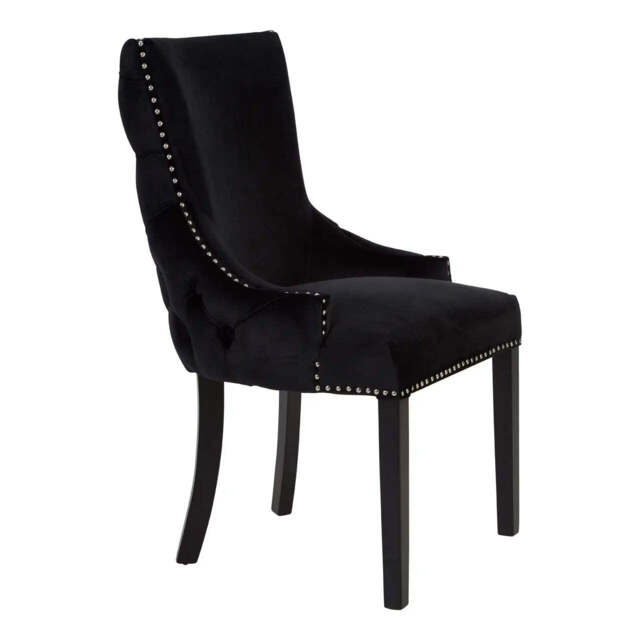 Kensington Townhouse Black Velvet Studded Dining Chair by Furniture ...