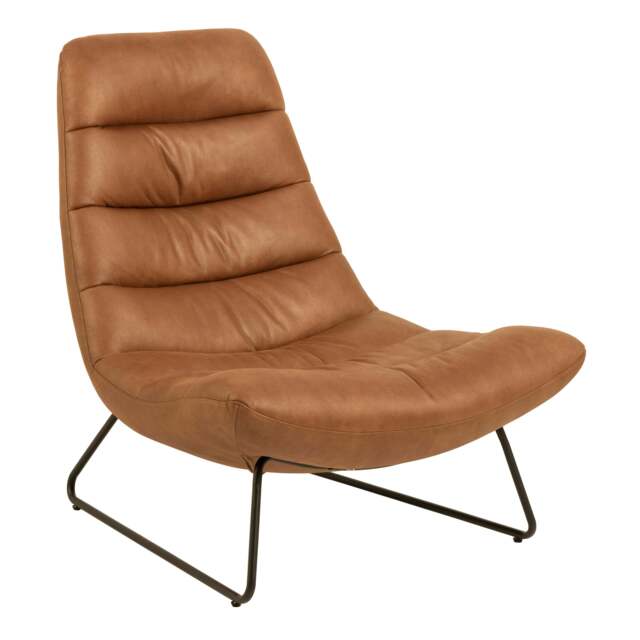 Milford Sledge Base lounge Chair in Brown Leather-mix by Furniture Edit ...
