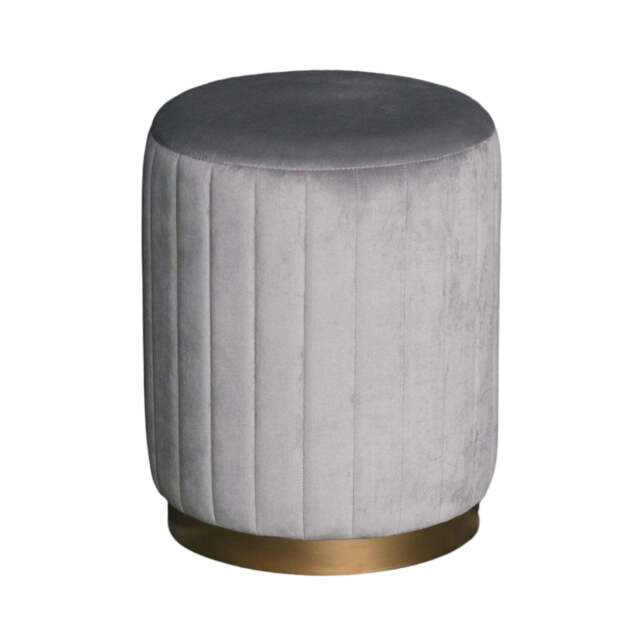 Grey Velvet Round Stool by Furniture Edit | ufurnish.com