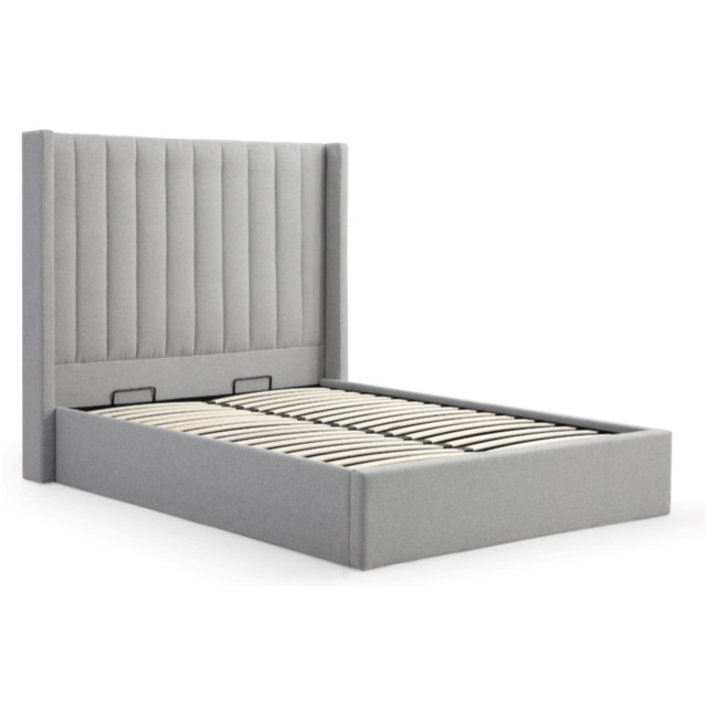 Neptune Grey Faux Wool Super King Emerson Multi-Lift Ottoman Bed by Furniture Edit | ufurnish.com