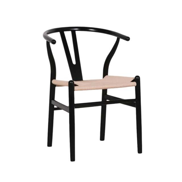 Wishbone Black Painted Wooden Dining Chair by Furniture Edit | ufurnish.com