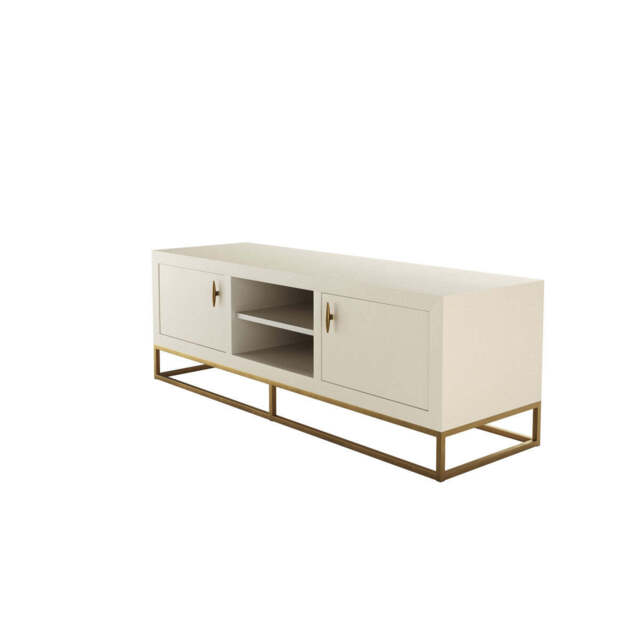 Raphia TV Unit Ivory Shagreen by Furniture Edit | ufurnish.com