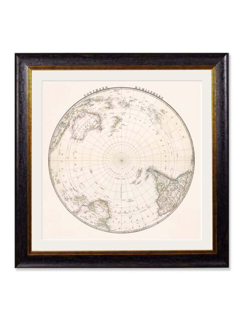 c.1838 World Map Hemispheres - 96 x 96cm / Oxford / Southern Hemisphere ...