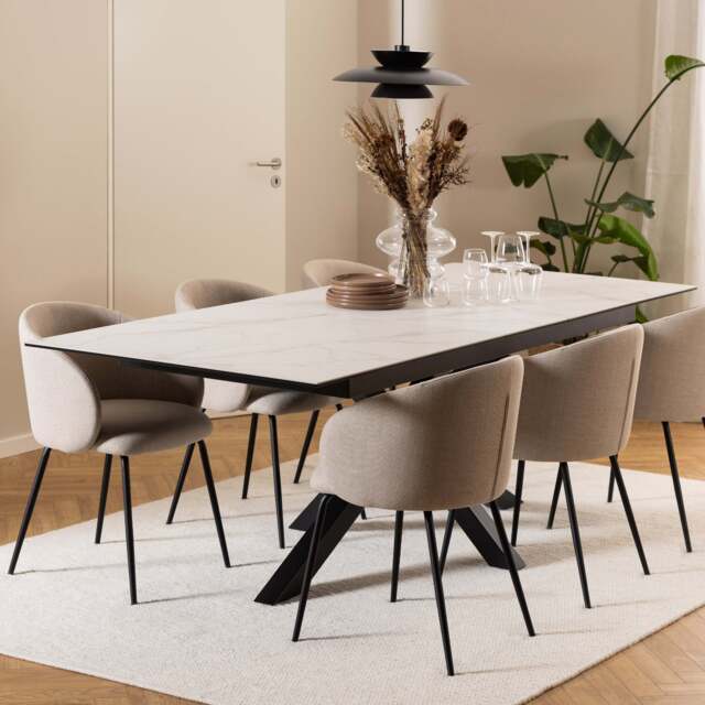 Heaven Extendable Dining Table with Ceramic White Top 200cm by ...